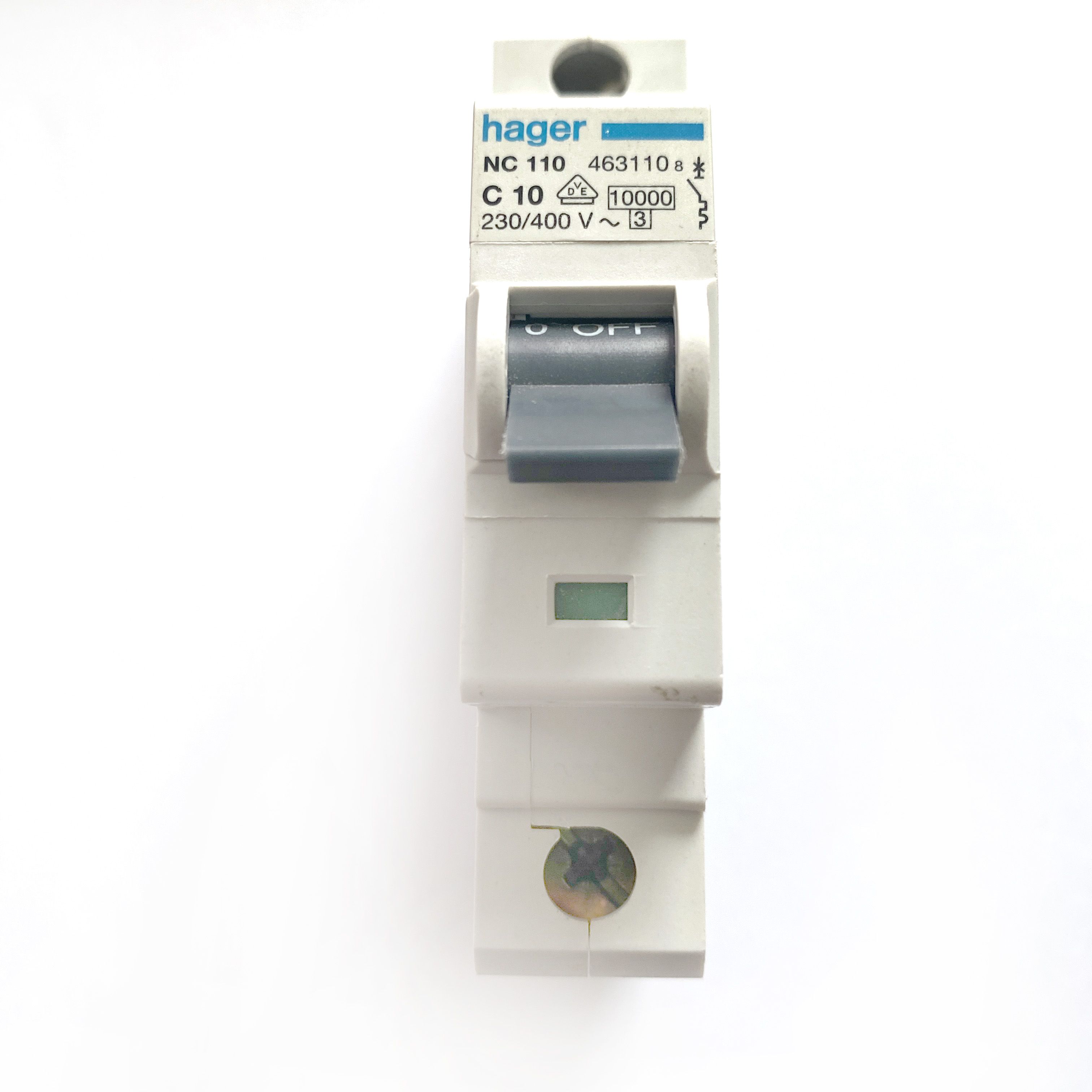 MCB's: Hager NC110 463110 C10 10A 10 Amp MCB Circuit Breaker Type C