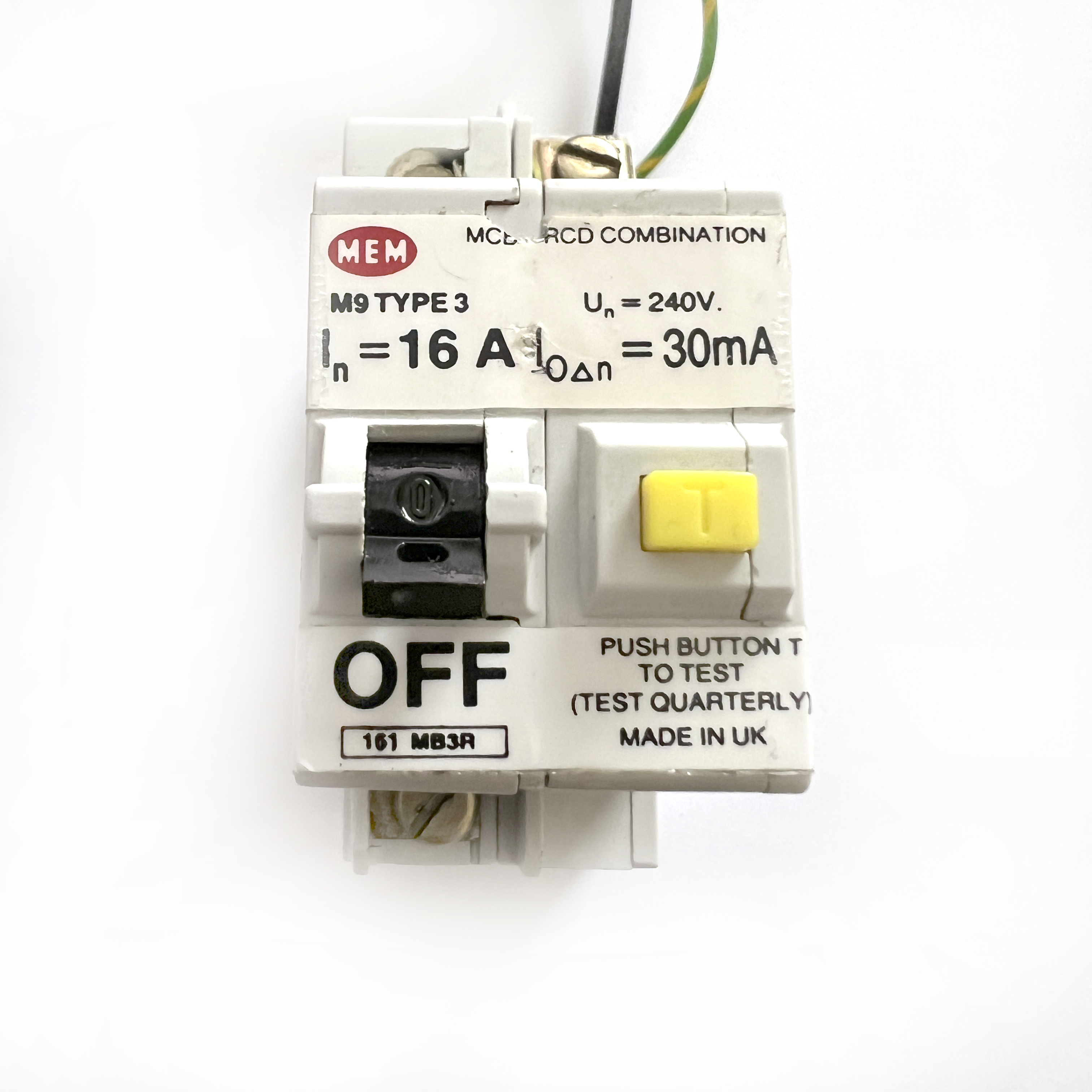 RCBO's: MEM 161MB3R Memshield 1 M9 16A 16 Amp 30mA 2 Double Pole RCBO ...