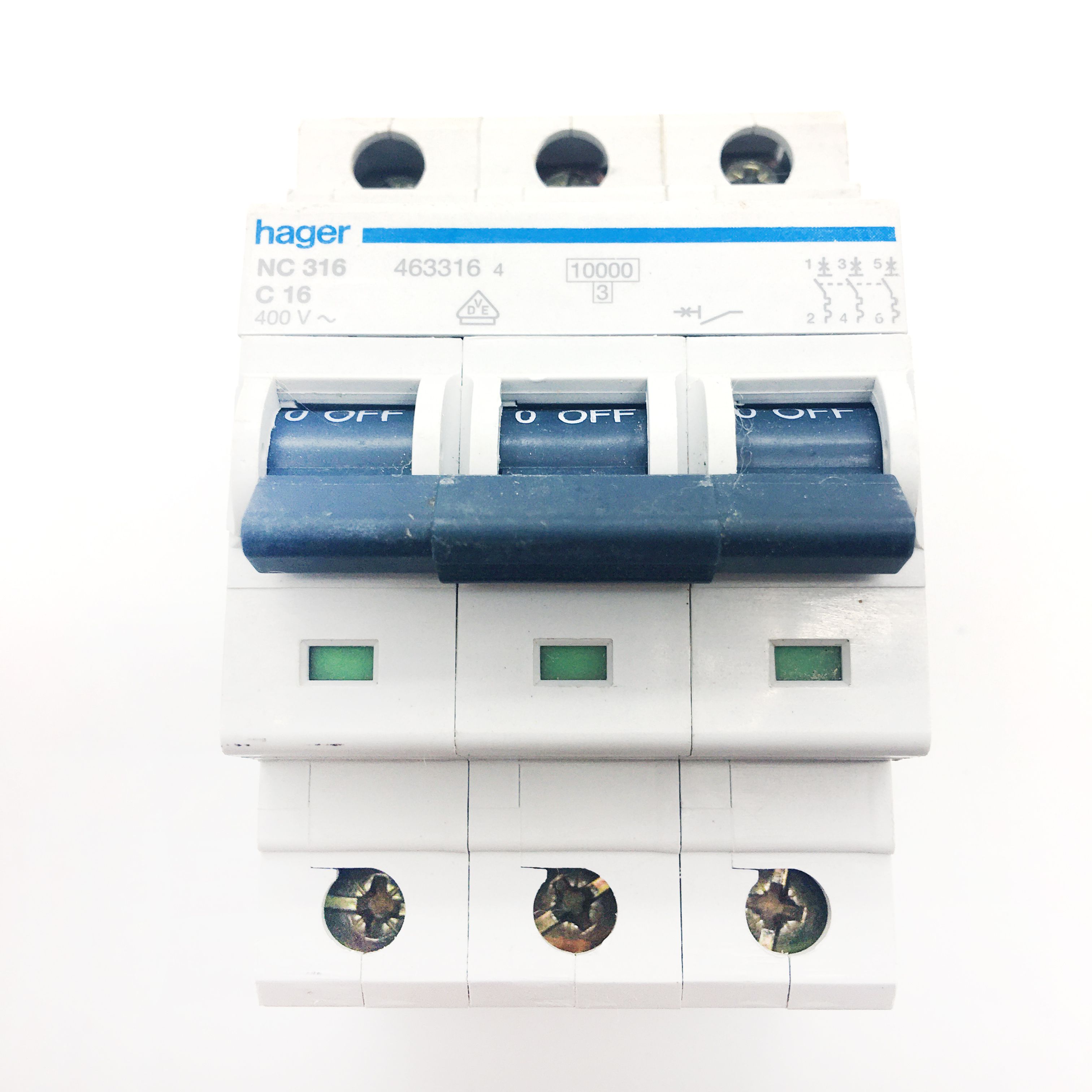 MCB's: Hager NC316 463316 C16 16A 16 Amp 3 Pole Phase MCB Circuit ...