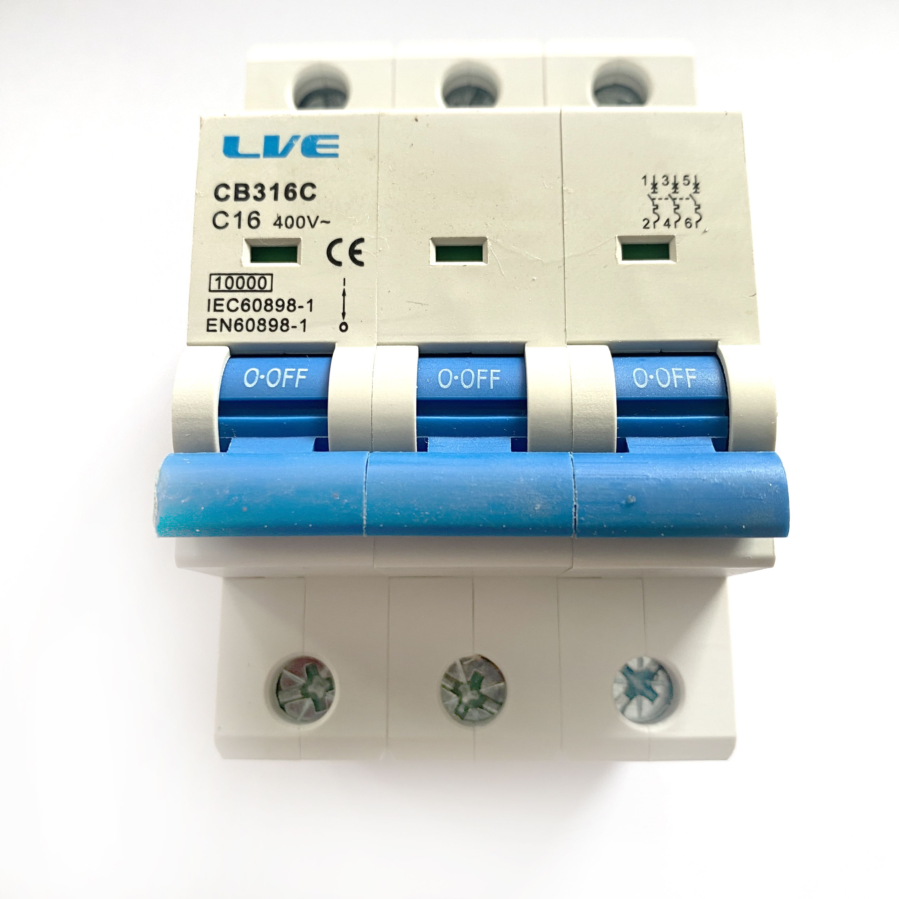 MCB's: Live LVE CB316C C16 16A 16 Amp 3 Phase Pole MCB Circuit Breaker ...