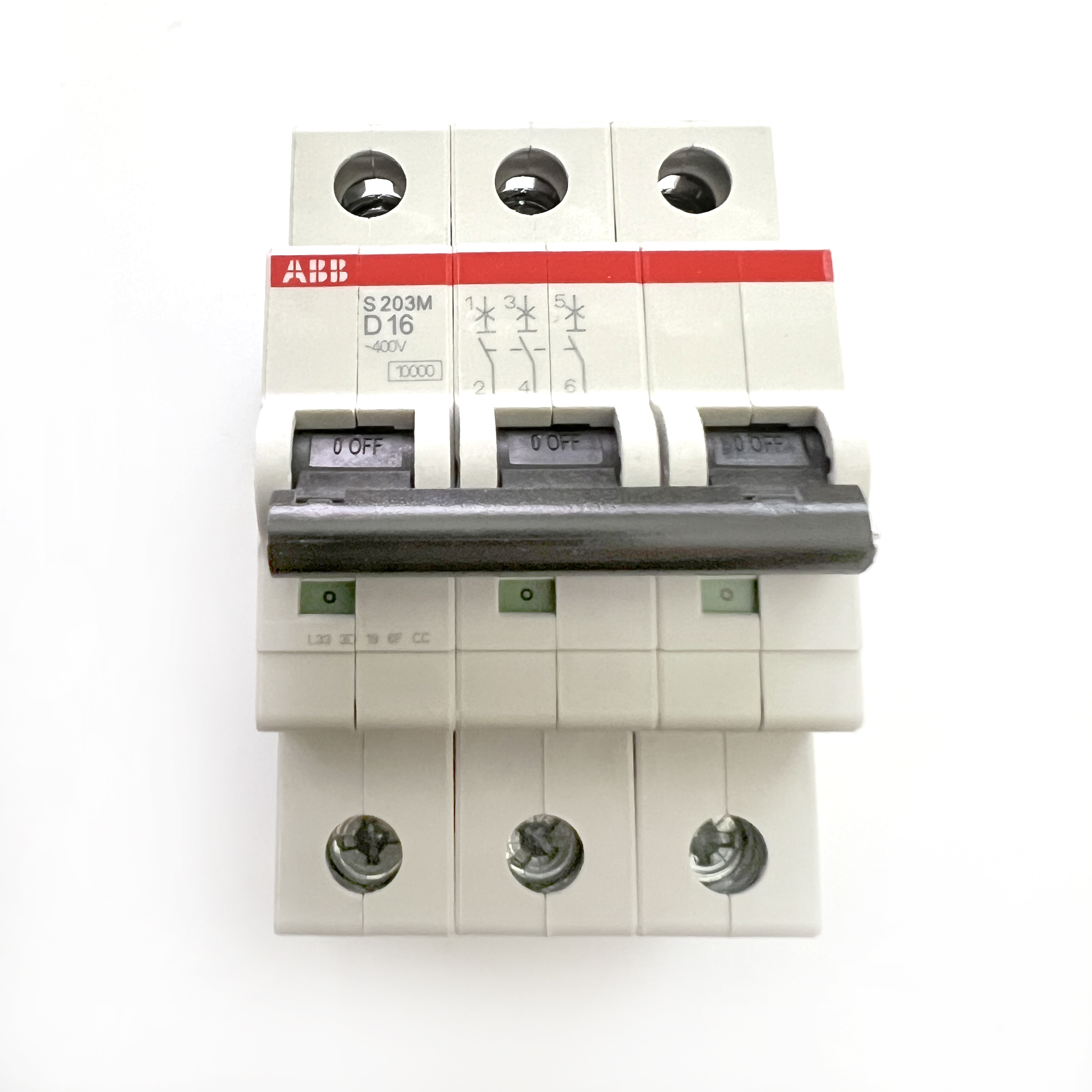MCB's: ABB S203M D16 16A 16 Amp 3 Phase MCB Circuit Breaker Type D