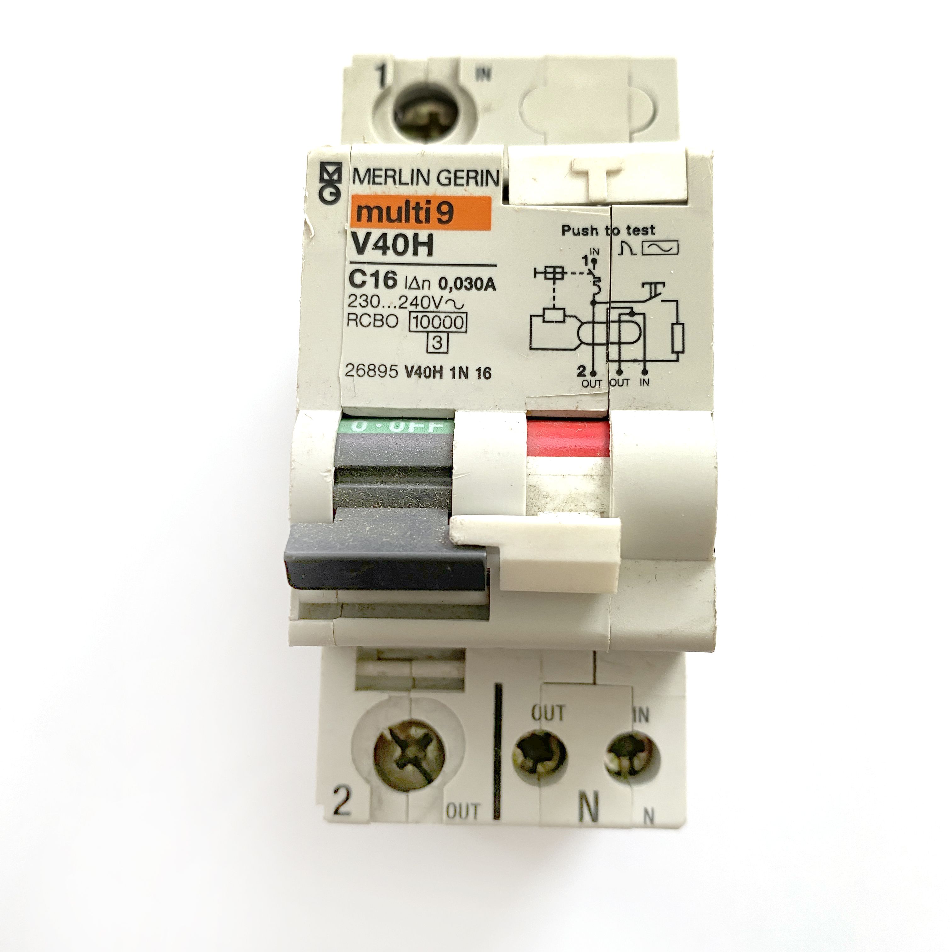 RCBO's: Merlin Gerin Multi9 V40H 26895 V40H1N16 C16 16A 16 Amp 30mA ...