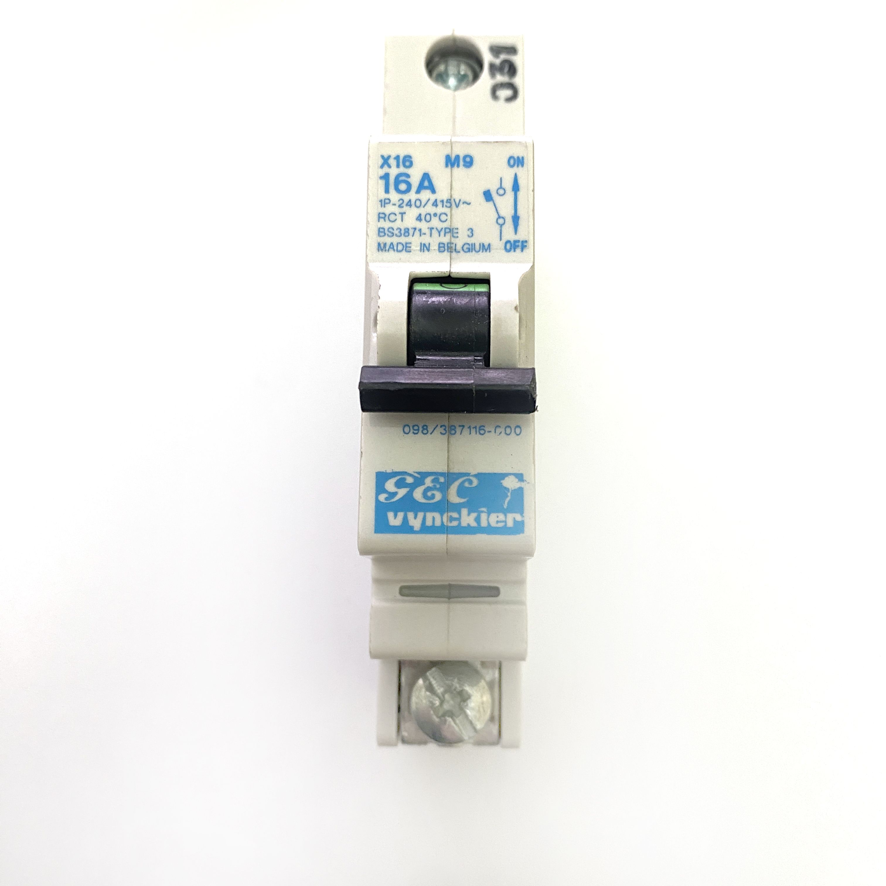 MCB's: GEC Vynckier X16 M9 S16 M6 16A 16 Amp MCB Circuit Breaker Type 3