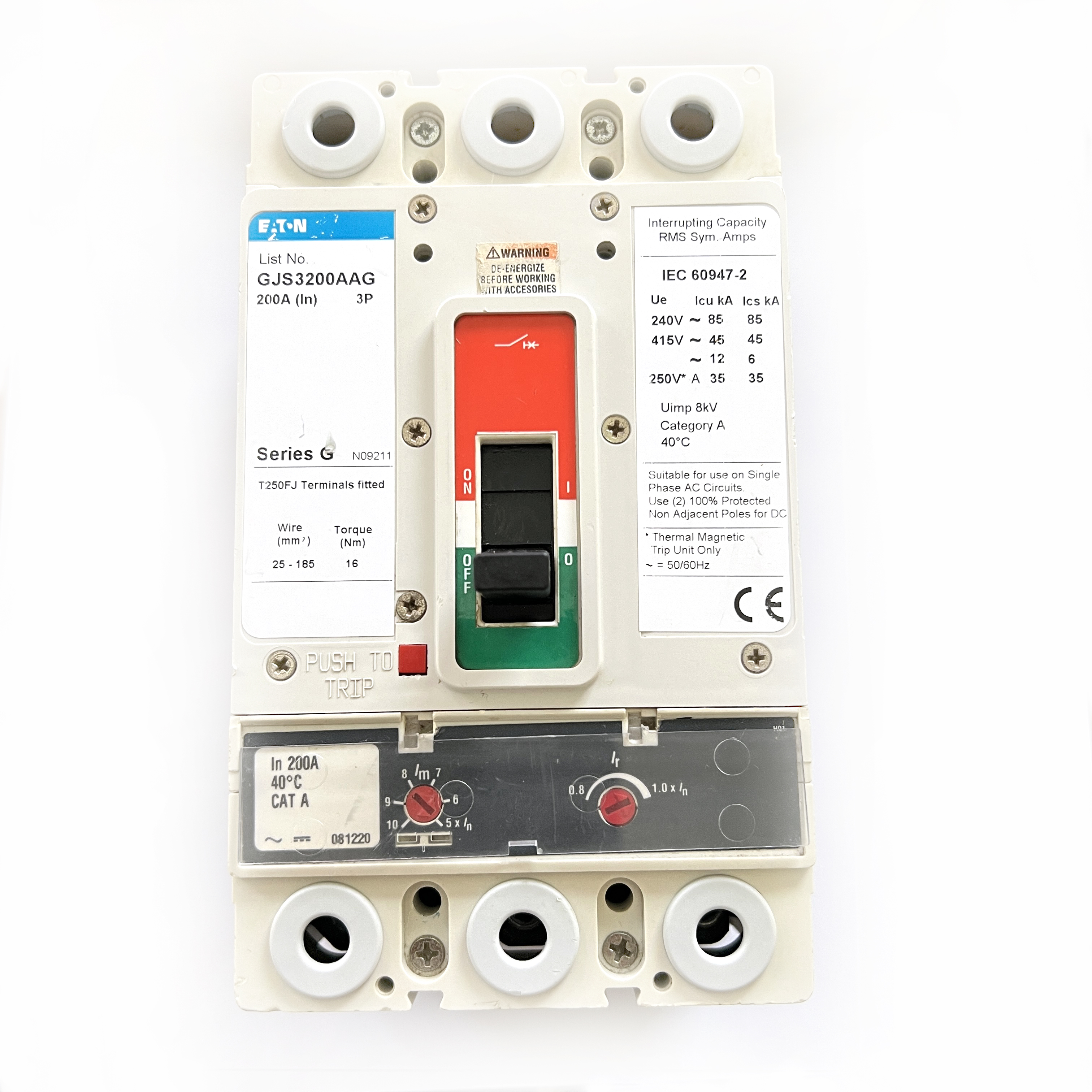 MCB's: Eaton MEM GJS3200AAG Series G 200A 200 Amp 3 Pole Phase MCCB ...