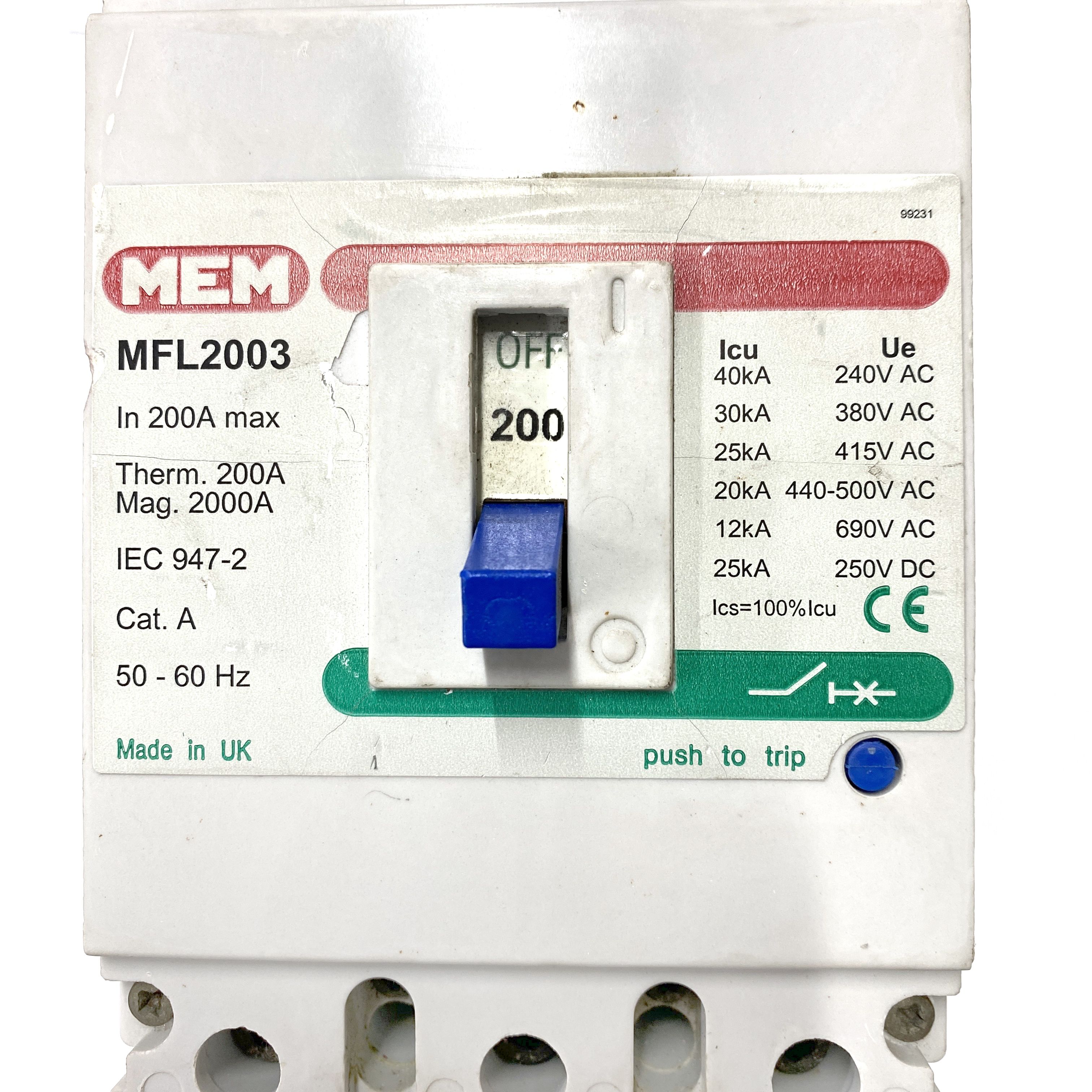 MCB's: MEM MFL2003 Bill TLF2003 200A 200 Amp 3 Pole Phase MCCB MCB ...