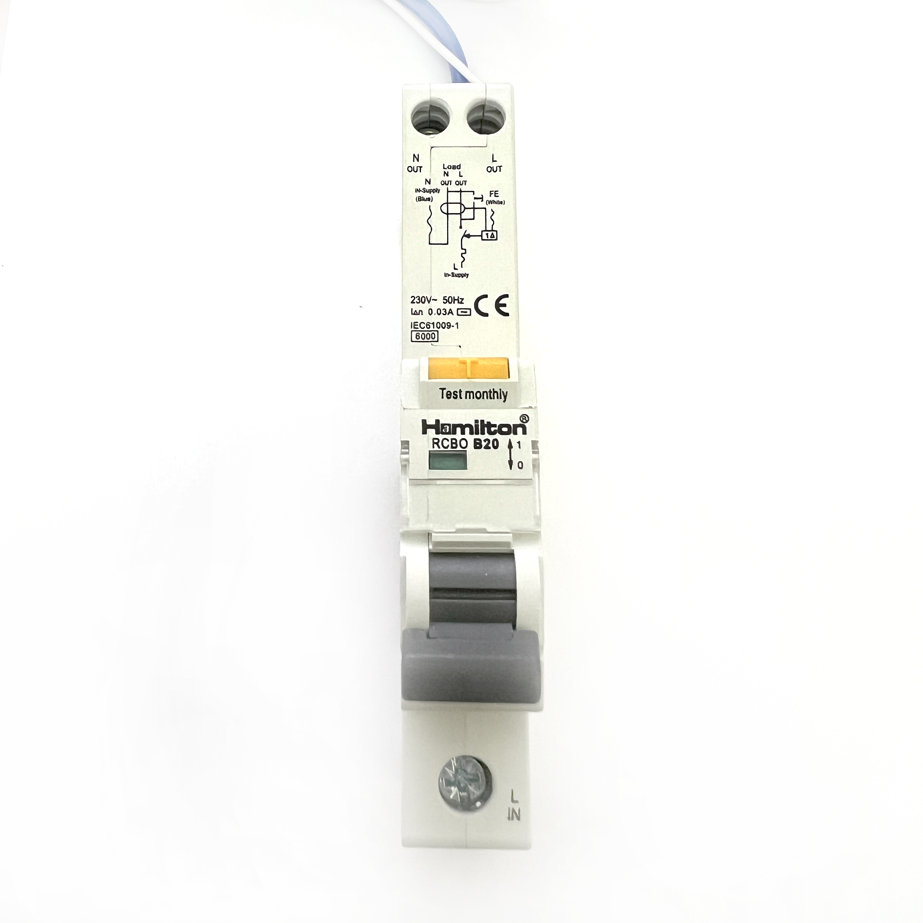 RCBO's: Hamilton AHLRCBO2030B B20 20A 20 Amp 30mA RCBO Circuit Breaker ...