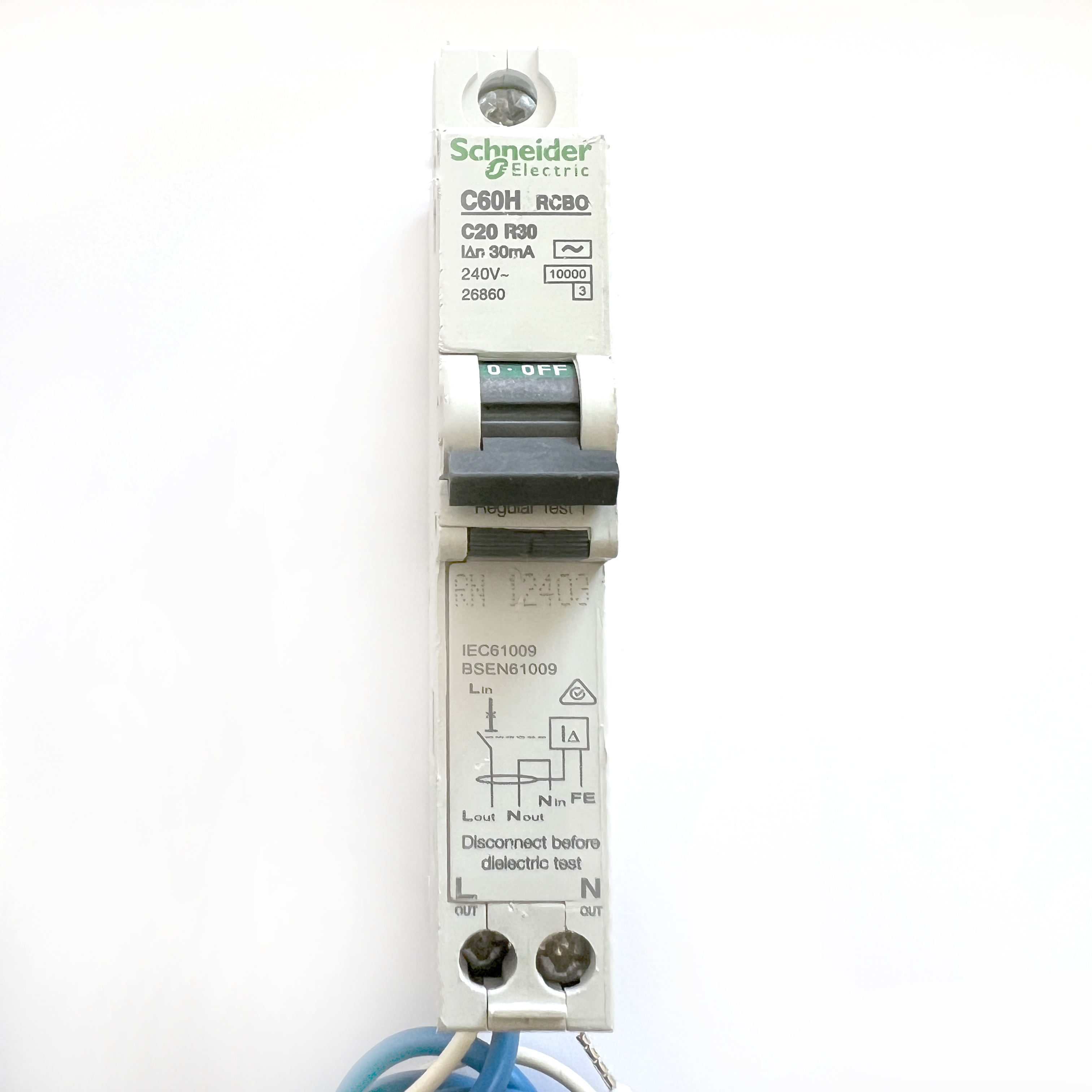 RCBO's: Schneider Electric C60H C20R30 26860 C20 20A 20 Amp 30mA RCBO ...