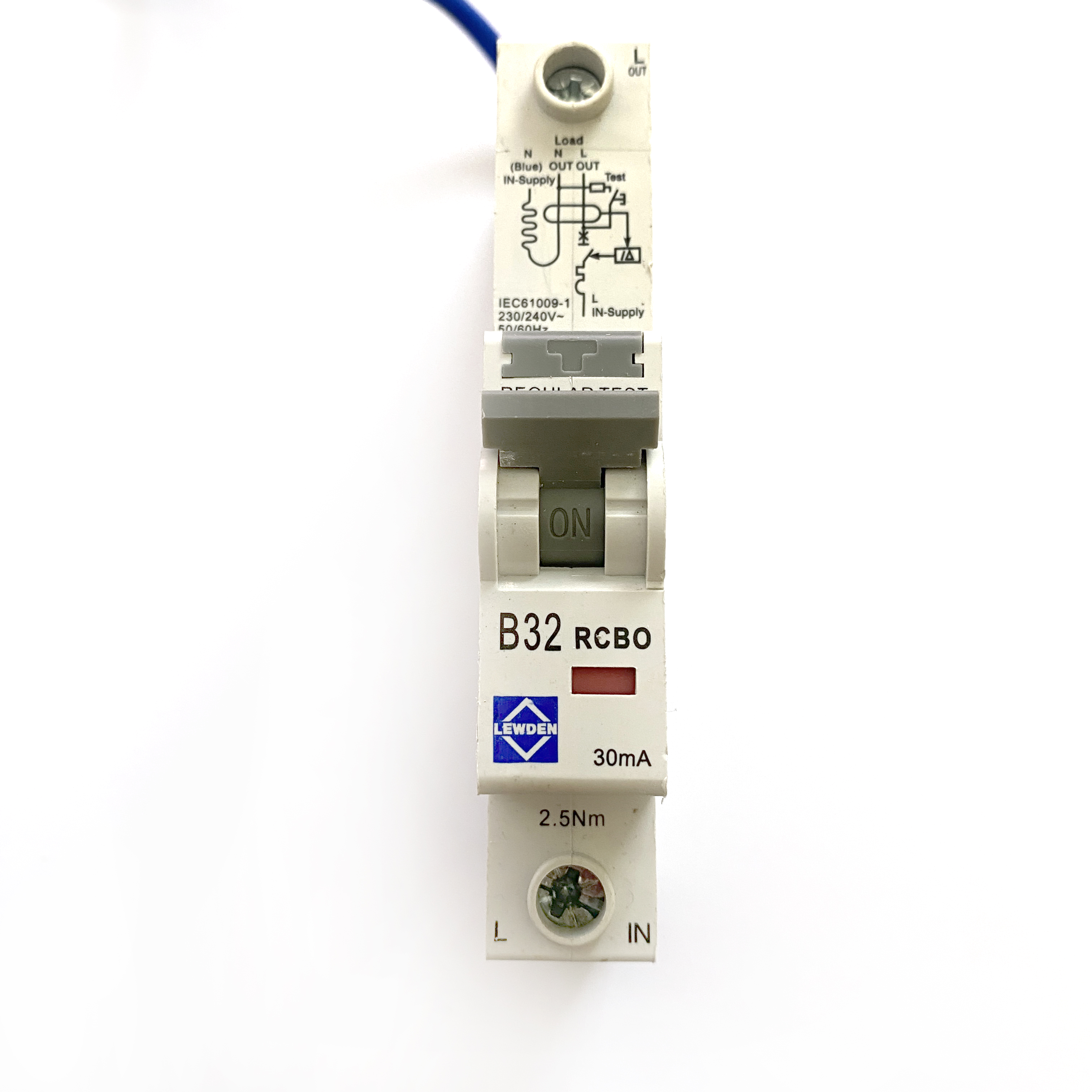 RCBO's: Lewden Control Gear CGD 32/30/SP Blue B32 32A 32 Amp 30mA RCBO ...