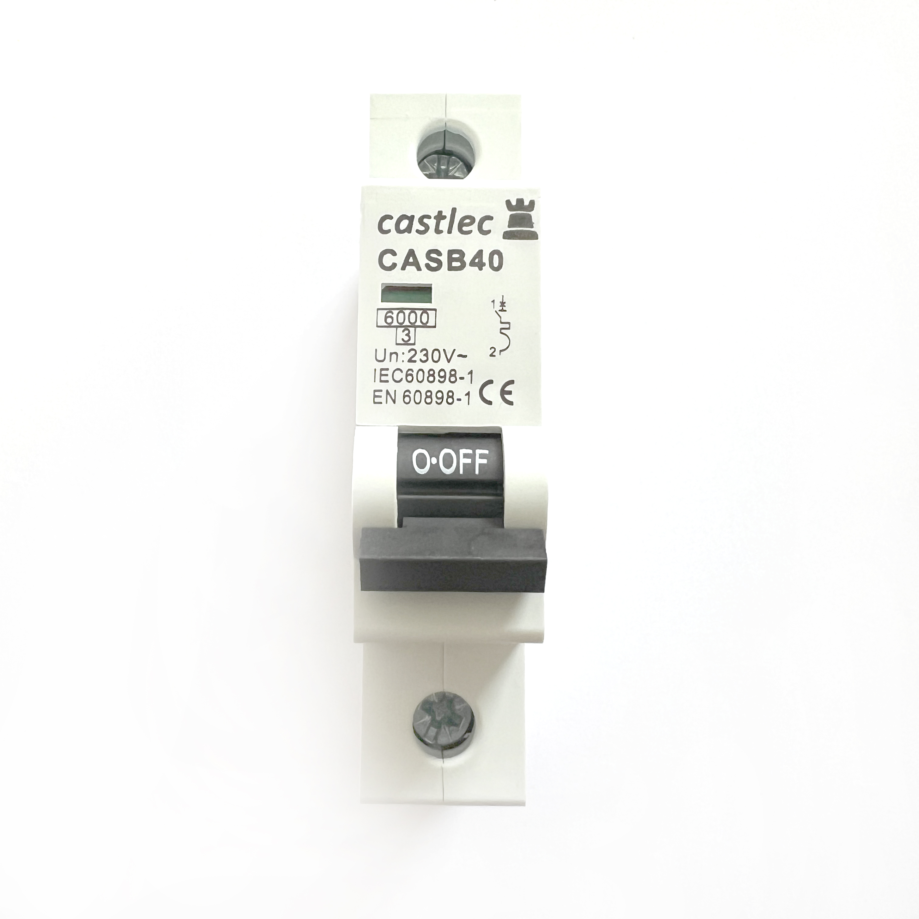 MCB's: Castlec CASB40 Black B40 40A 40 Amp MCB Circuit Breaker Type B