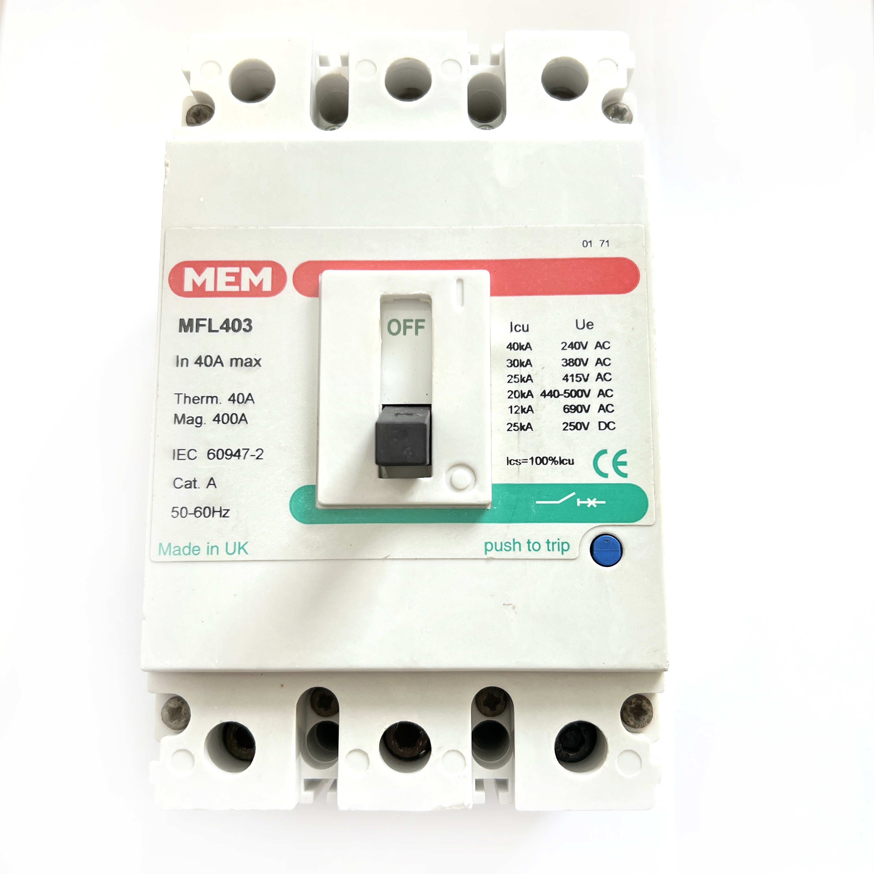MCB's: MEM MFL403 Bill TLF403 40A 40 Amp 3 Pole Phase MCCB MCB Circuit ...