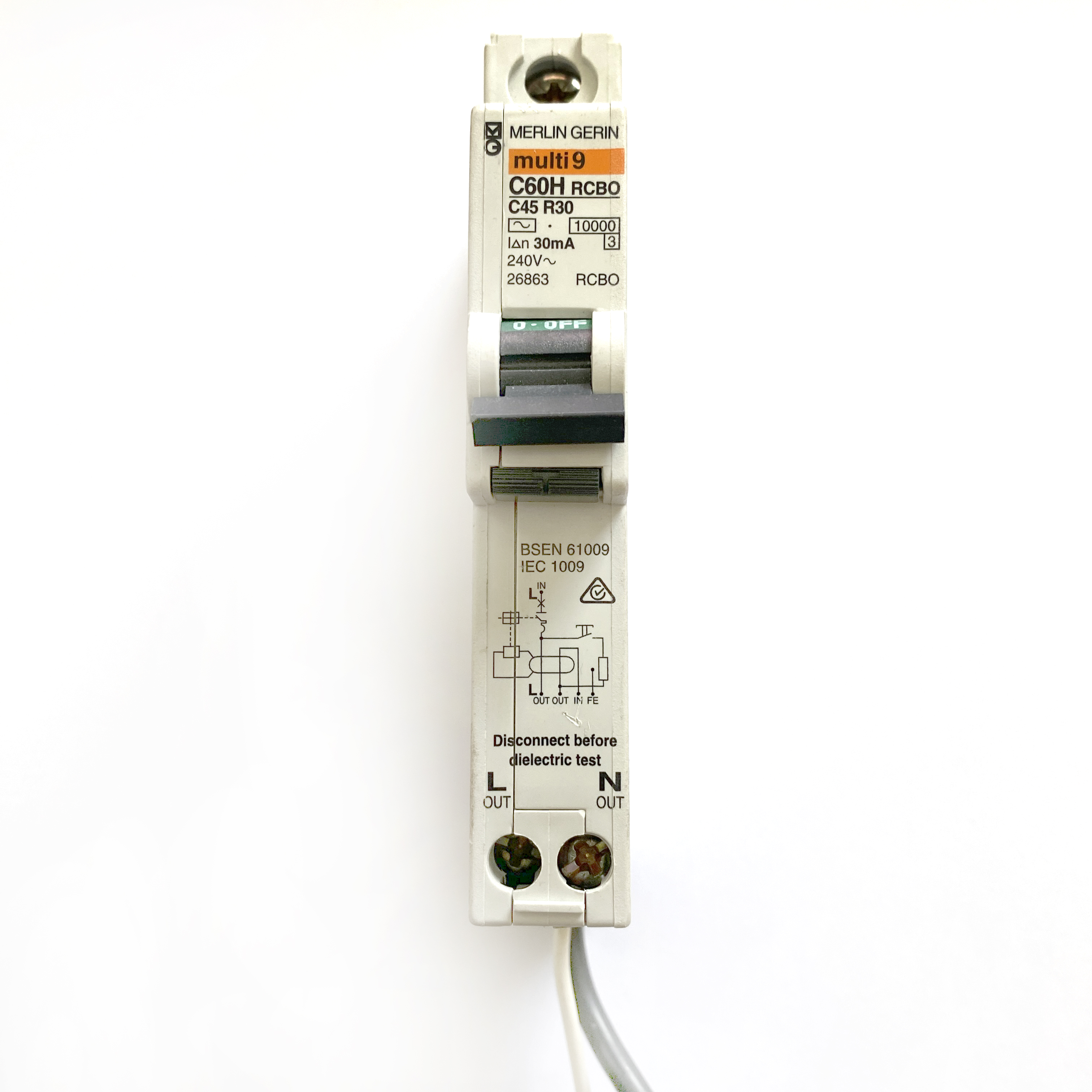 RCBO's: Merlin Gerin Multi9 C60H C45R30 26863 C45 45A 45 Amp 30mA RCBO ...