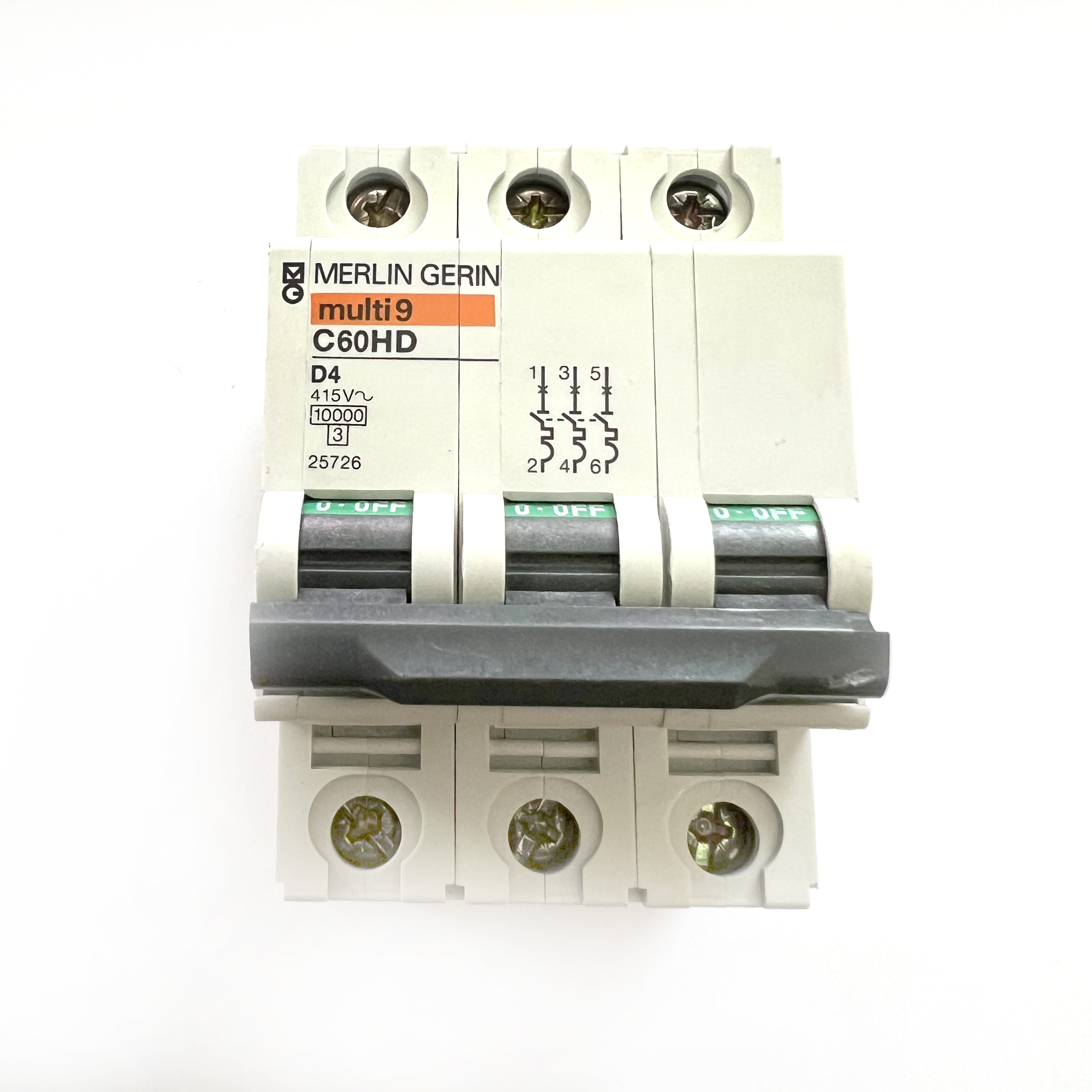 MCB's: Merlin Gerin Multi9 C60HD 25726 D4 4A 4 Amp 3 Pole Phase MCB ...