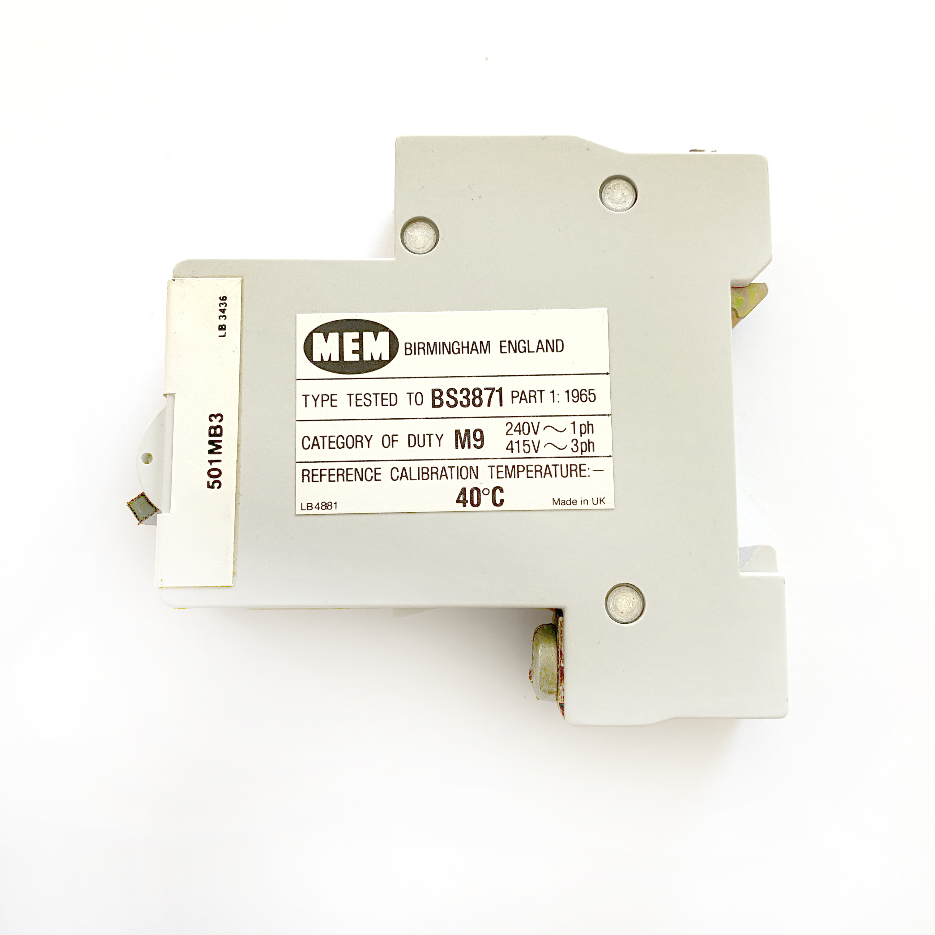 MCB's: MEM 501MB3 Memshield 1 M9 50A 50 Amp MCB Circuit Breaker Type 3