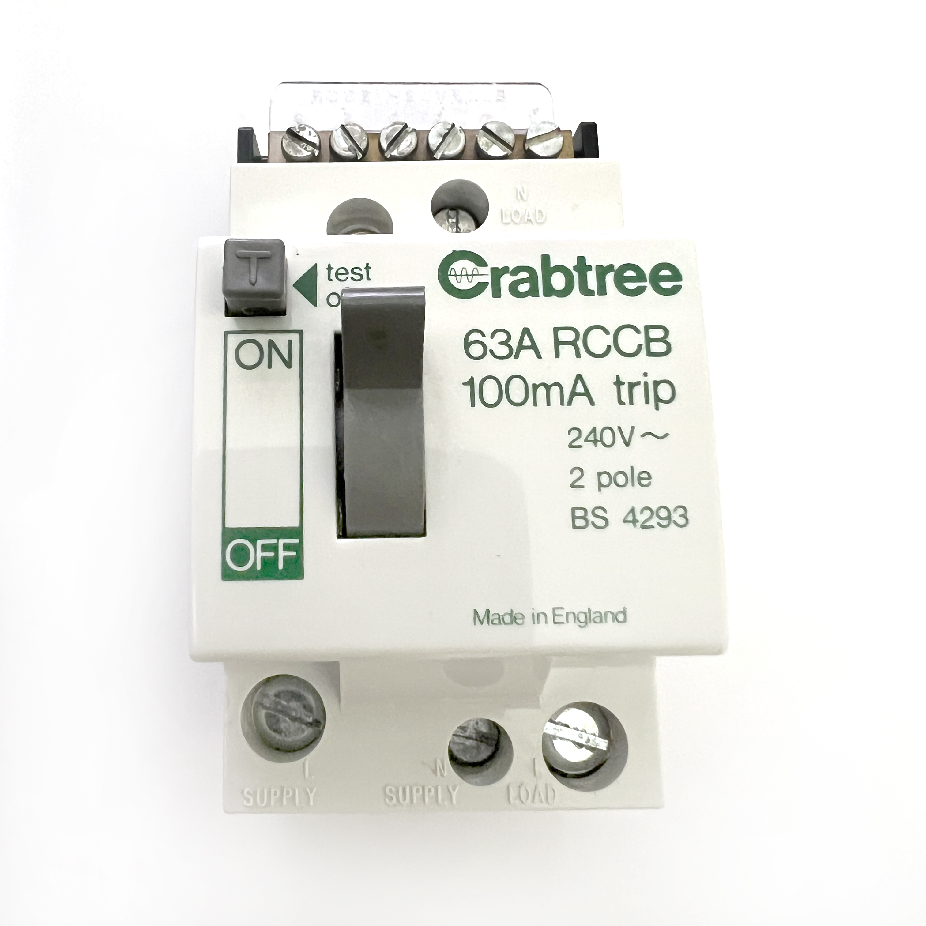 Residual Current Devices: Crabtree BS4293 63A 63 Amp 100mA RCD RCCB 2 ...