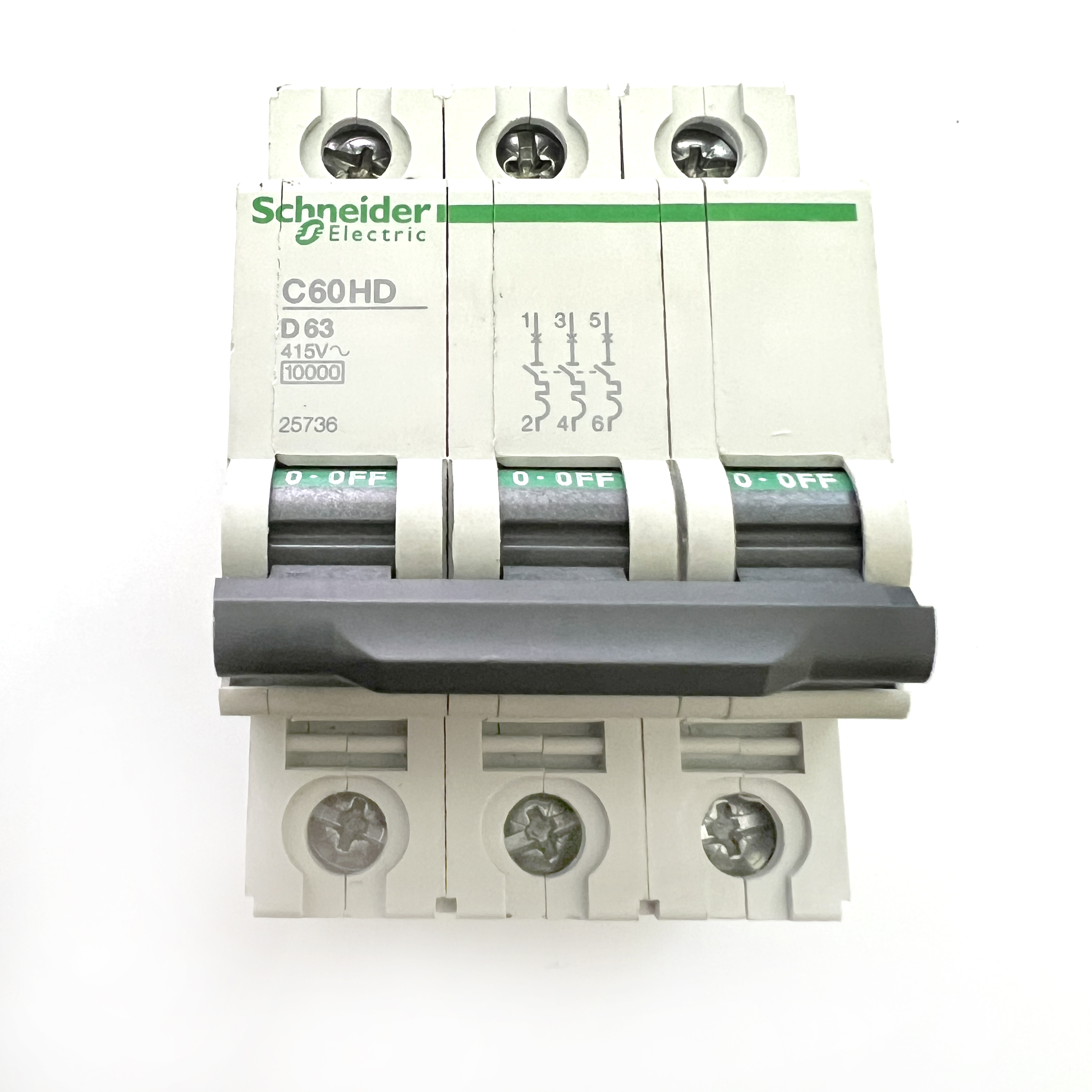 MCB's: Schneider Electric C60HD 25736 D63 63A 63 Amp 3 Pole Phase MCB ...