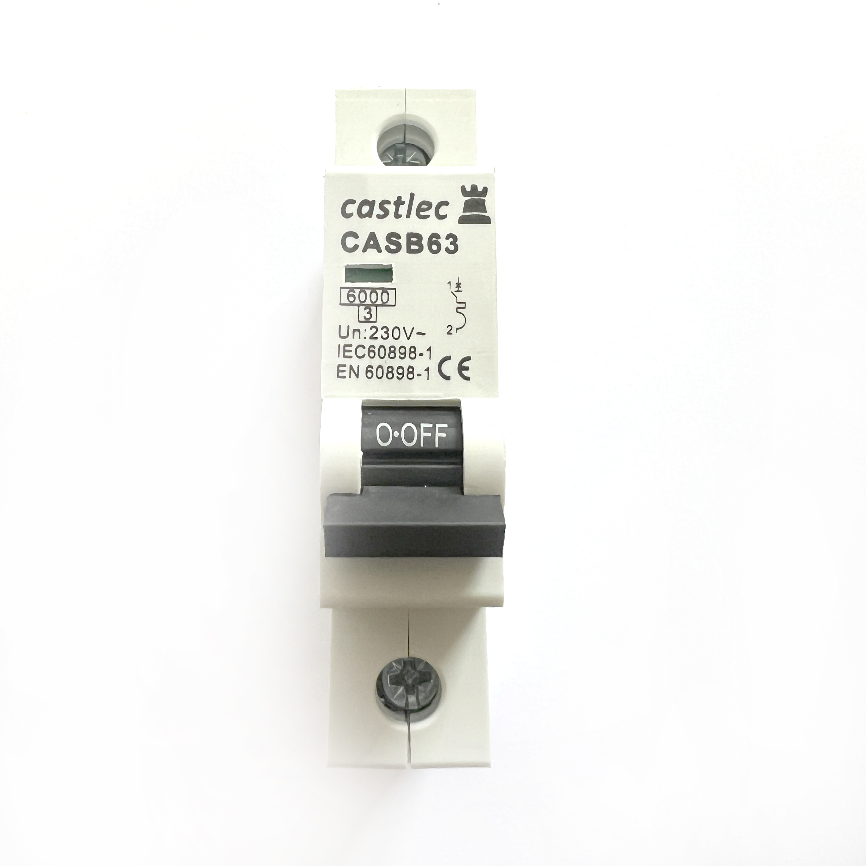 MCB's: Castlec CASB63 Black B63 63A 63 Amp MCB Circuit Breaker Type B