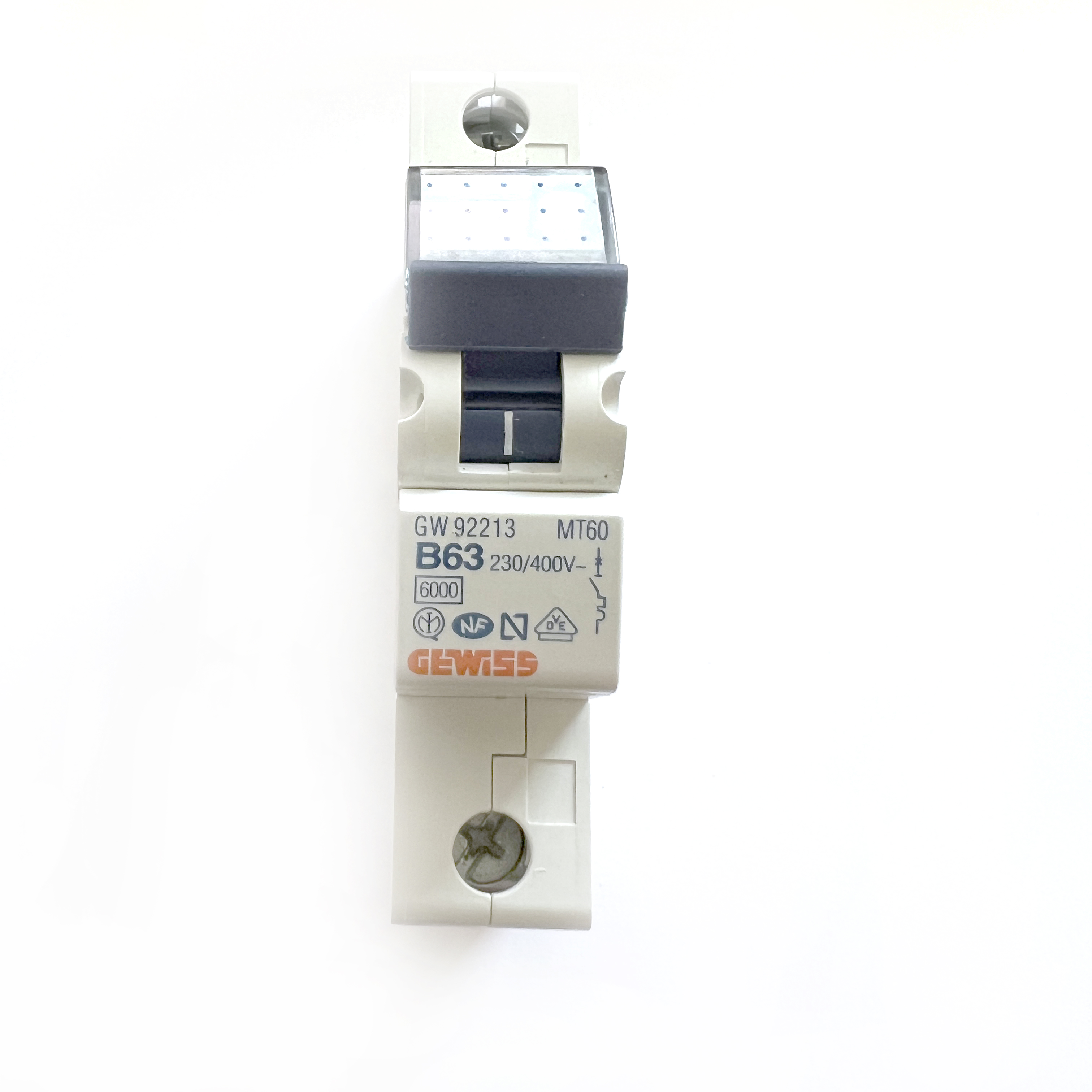 MCB's: Gewiss GW92213 MT60 B63 63A 63 Amp MCB Circuit Breaker Type B