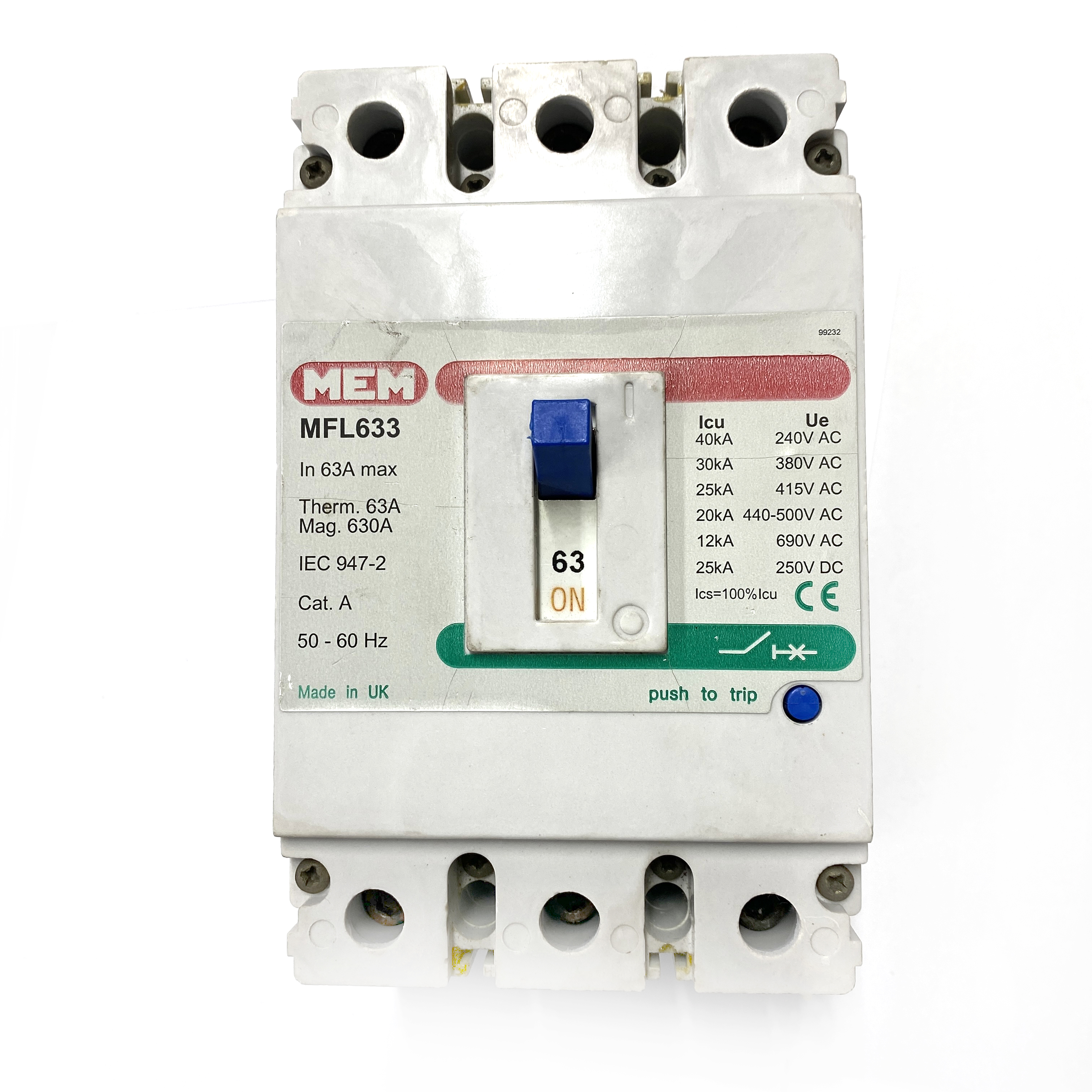 MCB's: MEM MFL633 Bill TLF633 63A 63 Amp 3 Pole Phase MCCB MCB Circuit ...