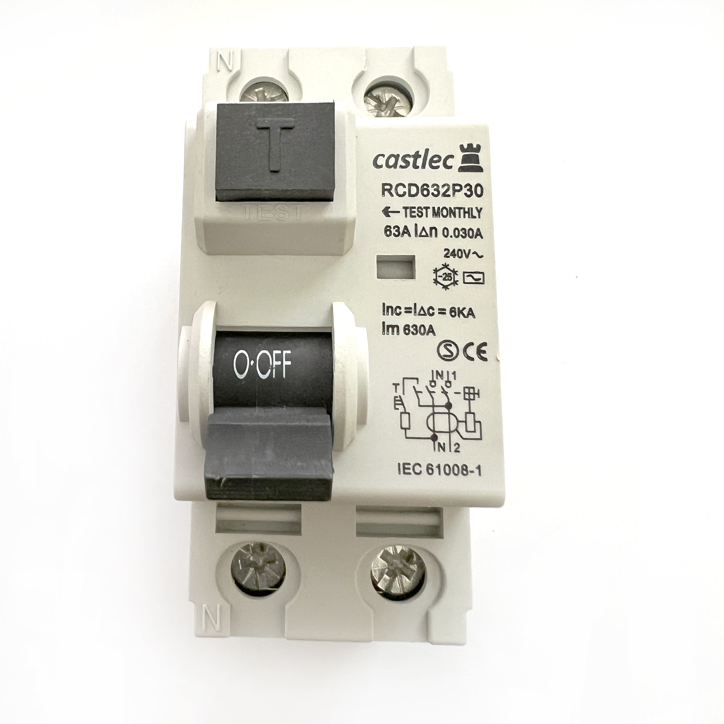 Residual Current Devices: Castlec RCD632P30 63A 63 Amp 30mA RCD 2 ...