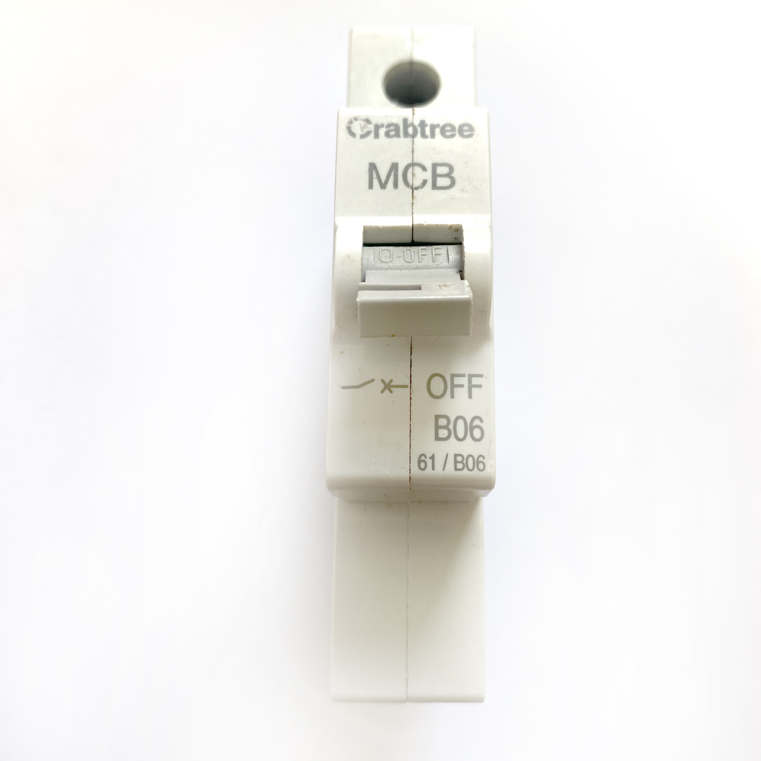 MCB's: Crabtree 61/B06 B6 6A 6 Amp Grey Toggle MCB Circuit Breaker Type B