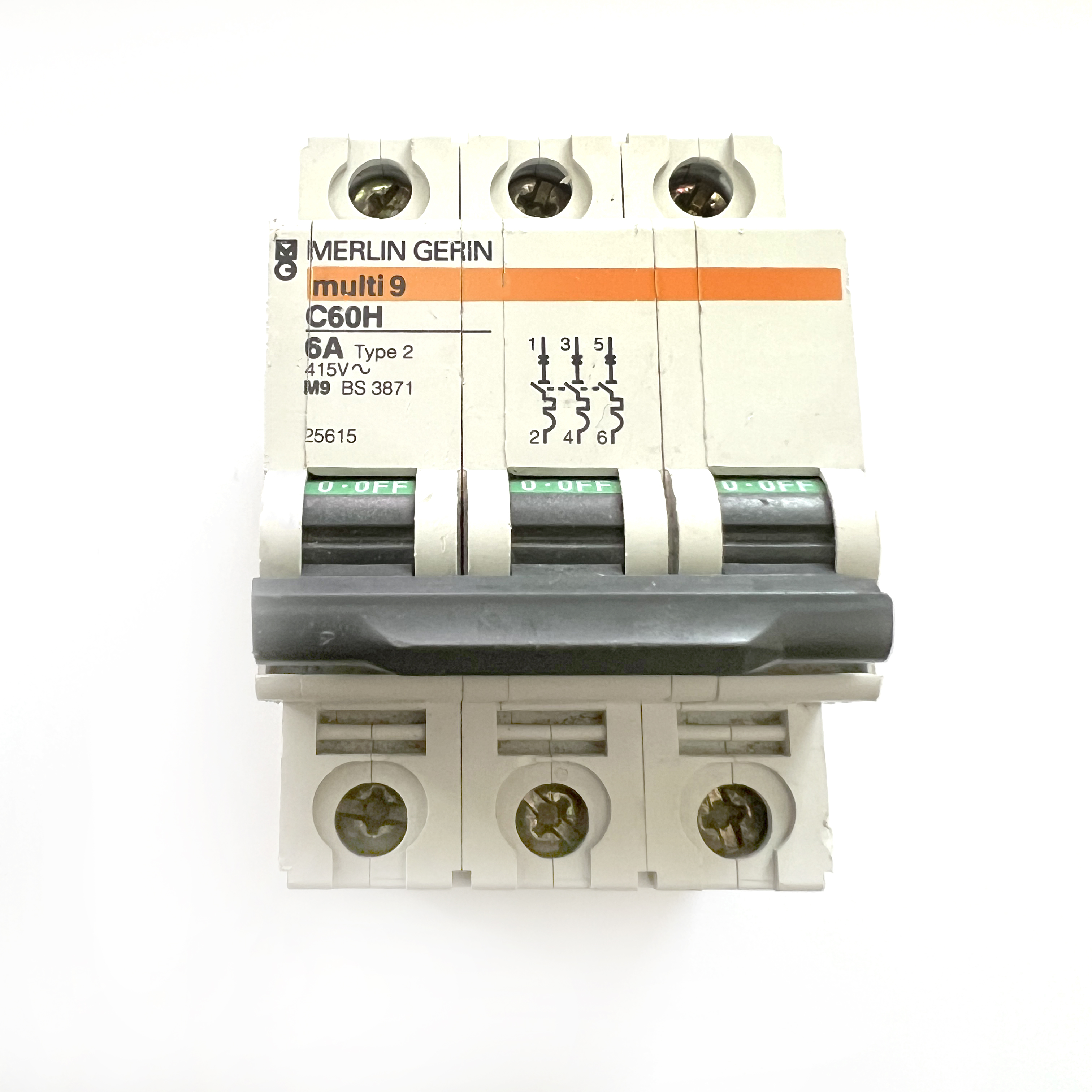 MCB's: Merlin Gerin Multi9 C60H 25615 M9 6A 6 Amp 3 Pole Phase MCB ...