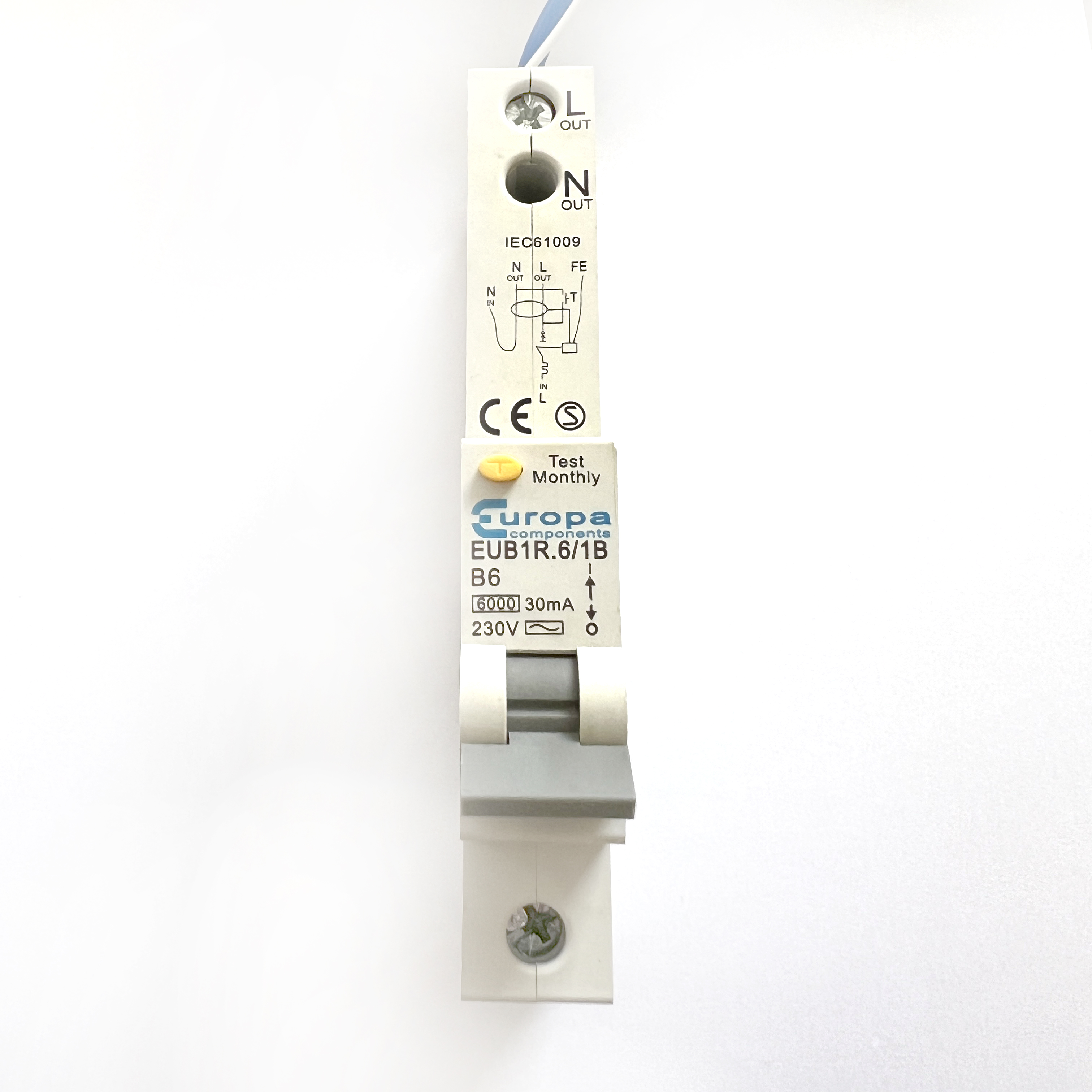 RCBO's: Europa Components EUB1R.6/1B B6 6A 6 Amp 30mA RCBO Circuit ...