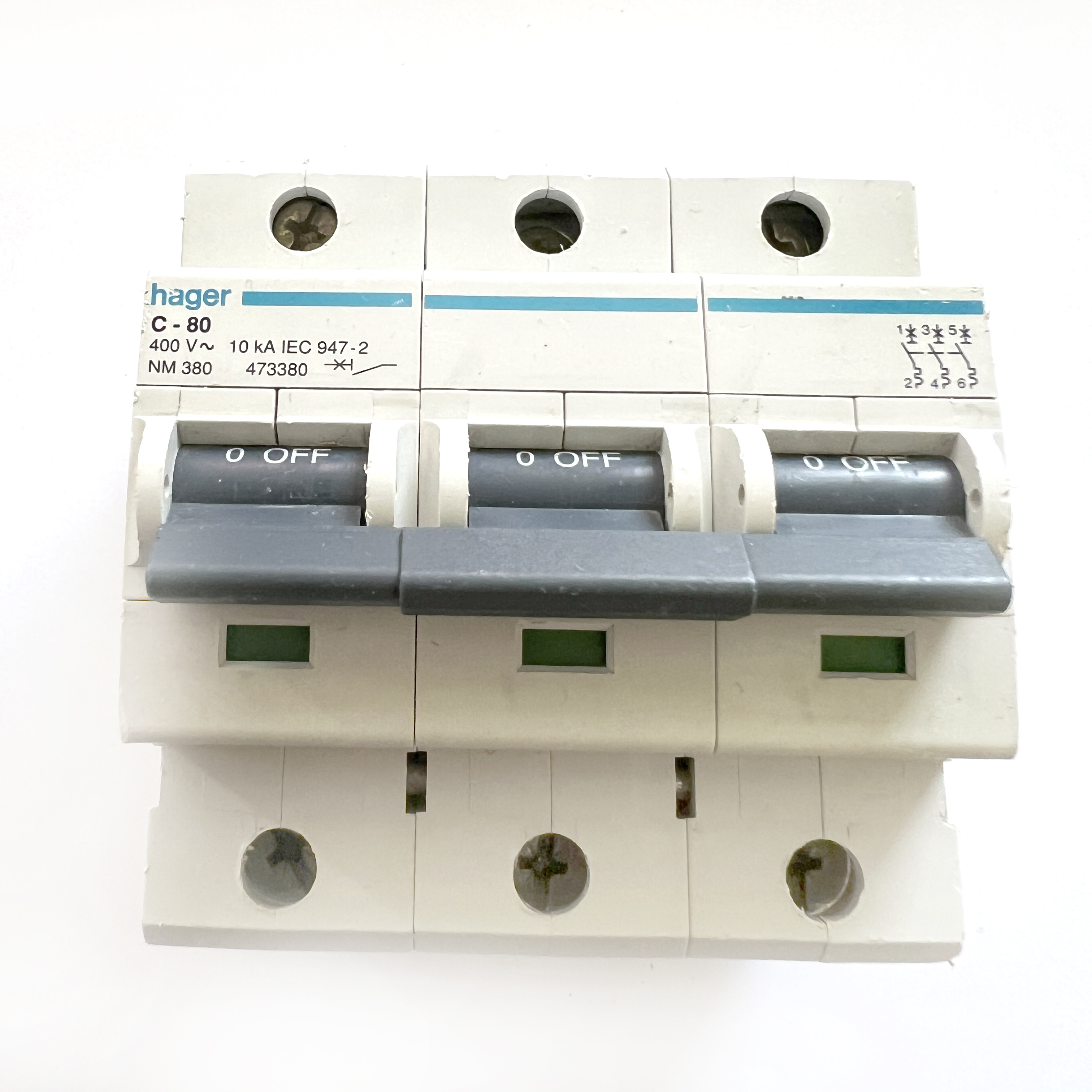 MCB's: Hager NM380 473380 C-80 C80 80A 80 Amp 3 Pole Phase MCB Circuit ...