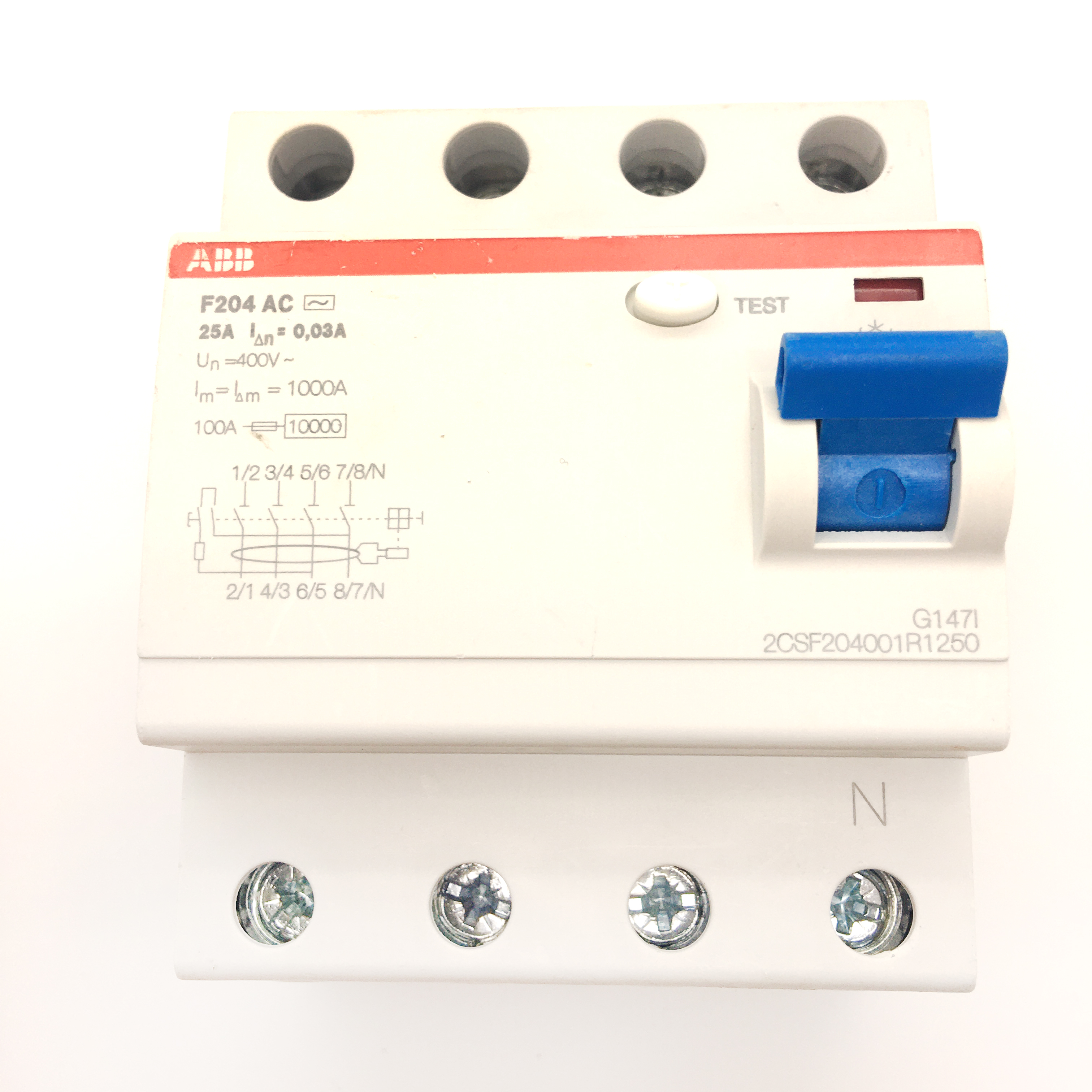 Residual Current Devices: ABB 2CSF204001R1250 F204AC 25A 25 Amp 30mA ...