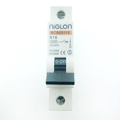 MCB's: Niglon MCB6B116 B16 16A 16 Amp MCB Circuit Breaker Type B