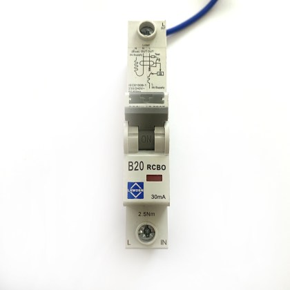 RCBO's: Lewden Control Gear CGD 20/30/SP Blue B20 20A 20 Amp 30mA RCBO ...