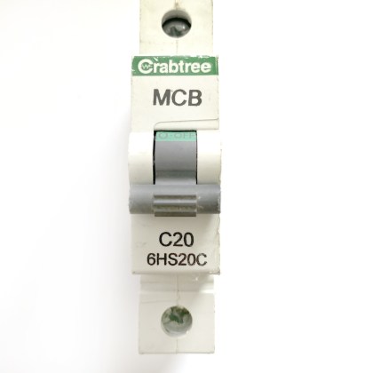 MCB's: Crabtree 6HS20C C20 20A 20 Amp MCB Circuit Breaker Type C