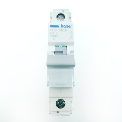 MCB's: Hager NCN140A C40 40A 40 Amp MCB Circuit Breaker Type C