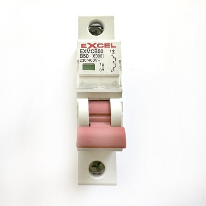MCB's: Excel EXMCB50 Red Toggle B50 50A 50 Amp MCB Circuit Breaker Type B