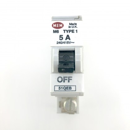 MCB's: MEM 51QEB M6 5A 5 Amp MCB Circuit Breaker Type 1