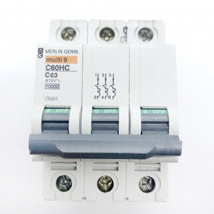 MCB's: Merlin Gerin Multi9 C60HC 25680 C63 63A 63 Amp 3 Pole Phase MCB ...