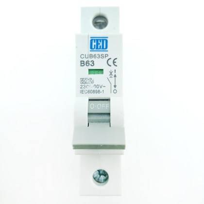 MCB's: CED CUB63SP B63 63A 63 Amp MCB Circuit Breaker Type B