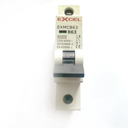MCB's: Excel EXMCB63 Black Toggle B63 63A 63 Amp MCB Circuit Breaker Type B