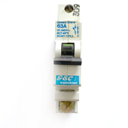 MCB's: GEC Vynckier Gi M16 63A 63 Amp MCB Circuit Breaker Type 2