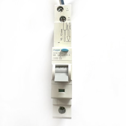 RCBO's: Hager ADA106U B6 6A 6 Amp 30mA RCBO Circuit Breaker Type A